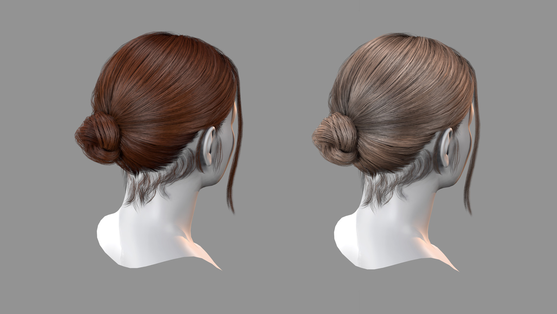 ArtStation - Realtime Bun and Tail Hairstyle | Game Assets