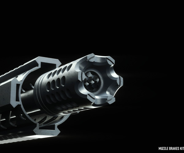 ArtStation - Rifle Muzzle Brakes - Kitbash Variety Pack 01 | Resources