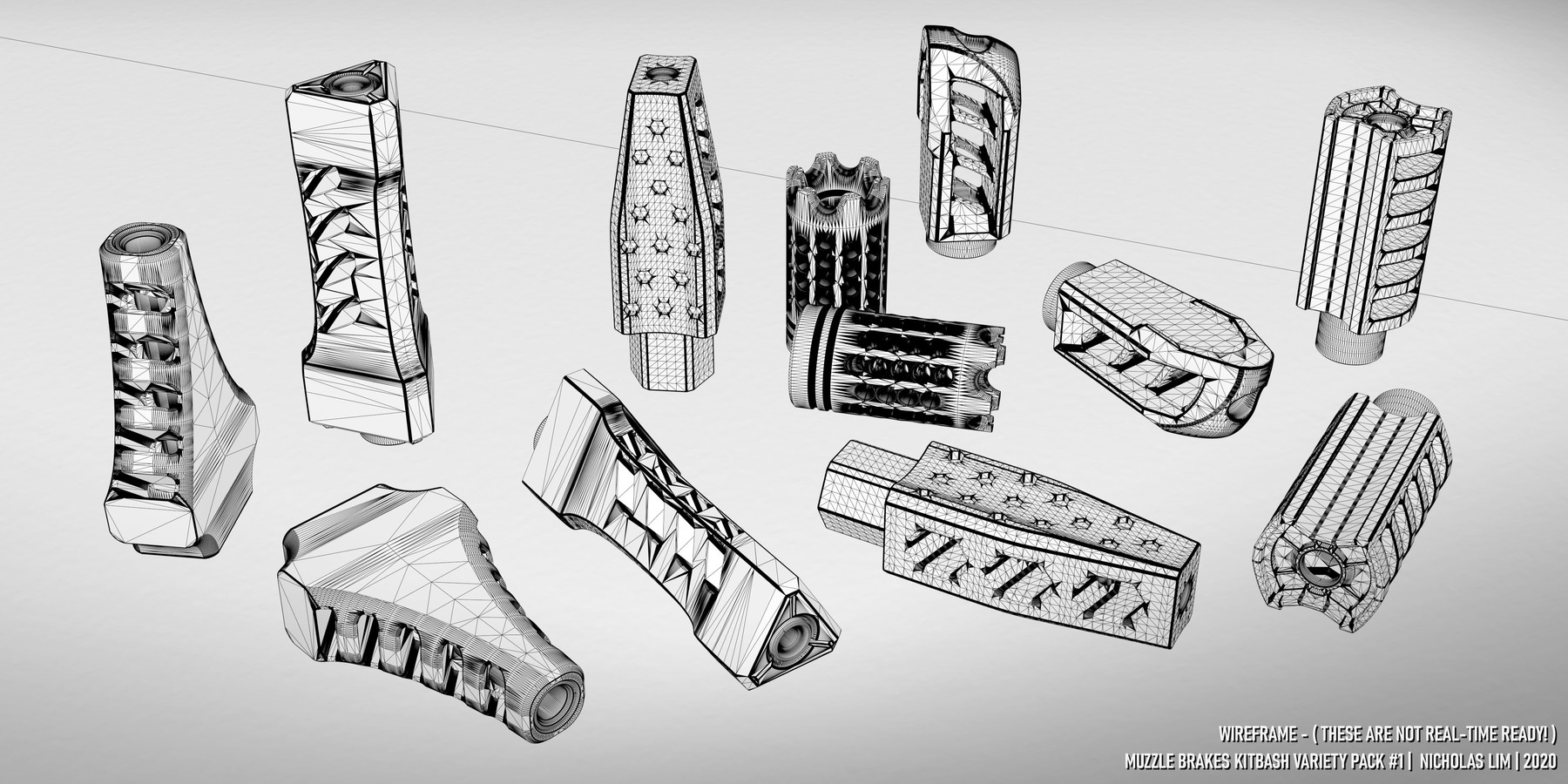 ArtStation - Rifle Muzzle Brakes - Kitbash Variety Pack 01 | Resources