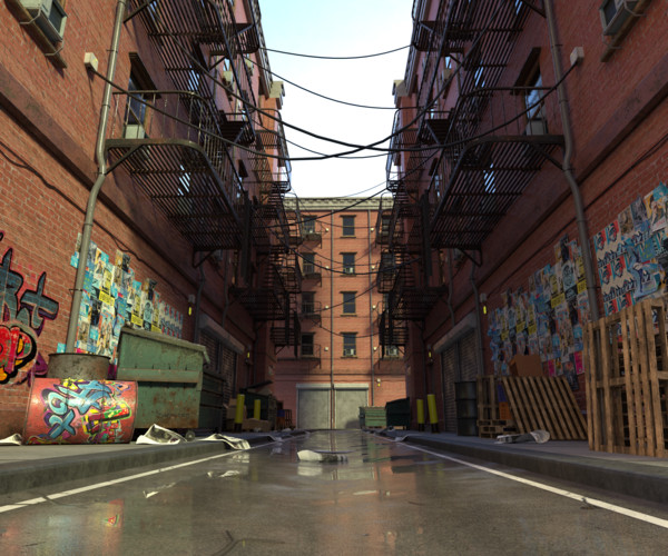 ArtStation - New York Alleyway Assets (FBX, Blend) | Game Assets