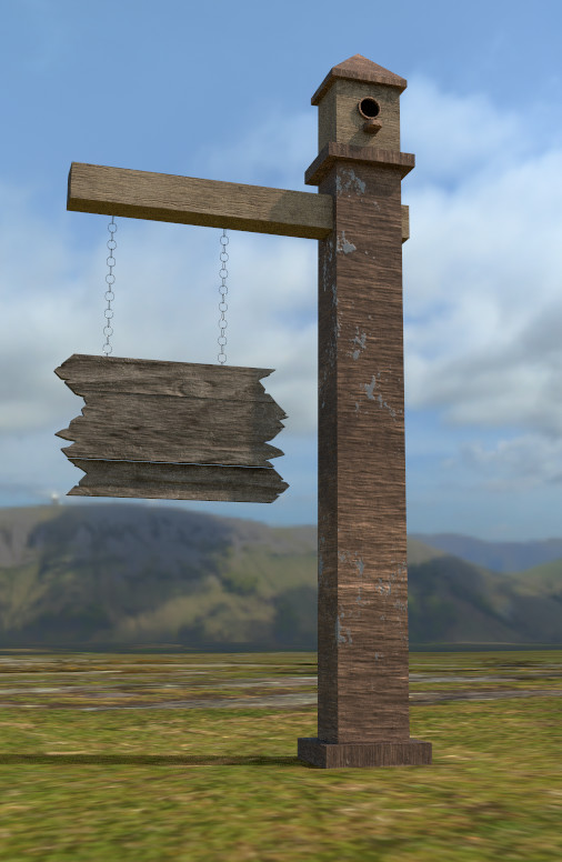 ArtStation - Old Road Sign 2 - Low Poly Sign Model | Game Assets