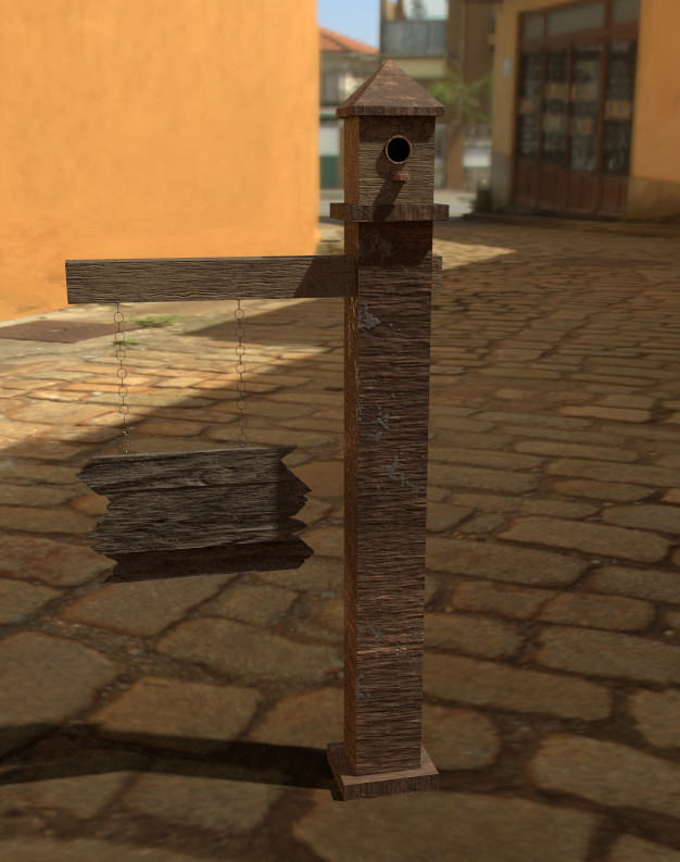 ArtStation - Old Road Sign 2 - Low Poly Sign Model | Game Assets