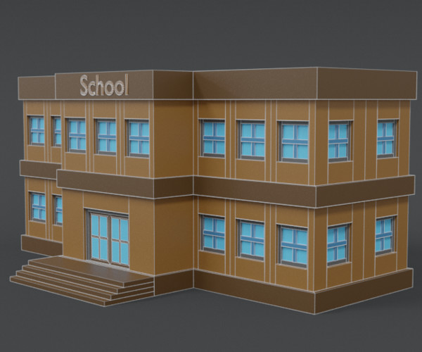 ArtStation - Low Poly Cartoon School | Game Assets
