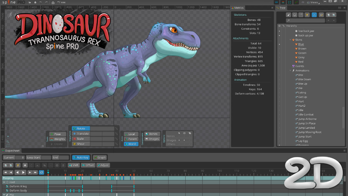 ArtStation - 2D Dinosaur-T Rex Character (Spine) | Game Assets