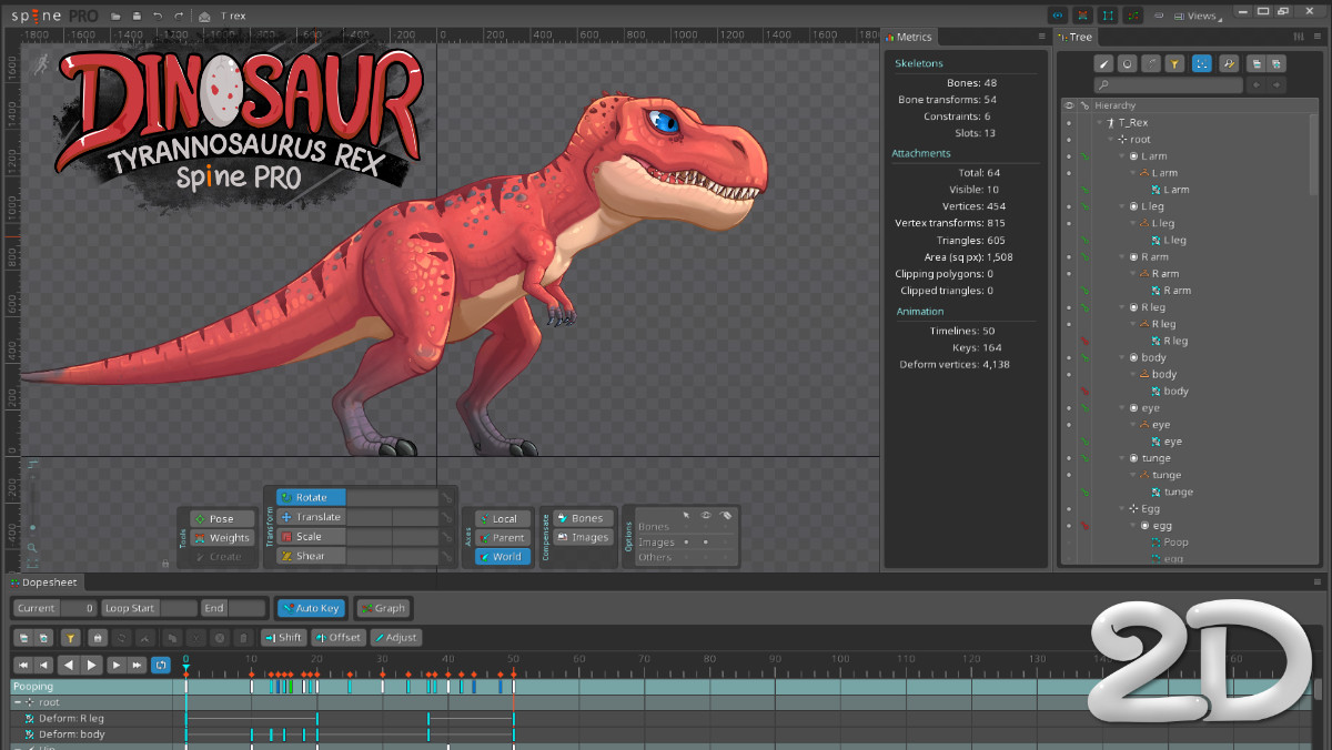 ArtStation - 2D Dinosaur-T Rex Character (Spine) | Game Assets