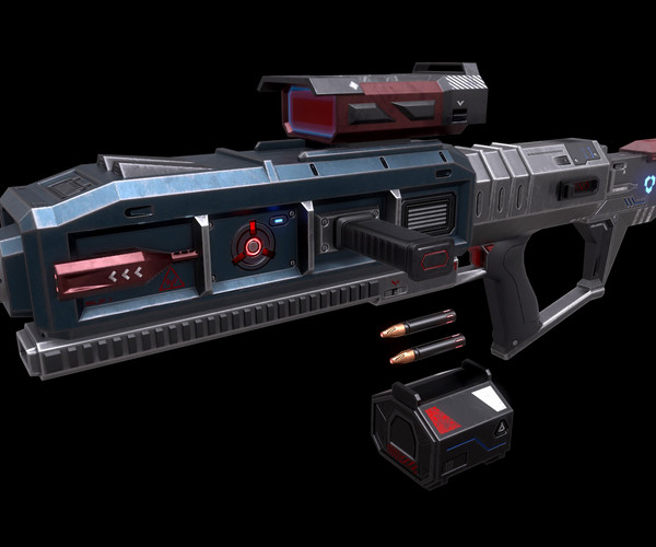 ArtStation - Sci-fi Heavy Machine Gun (Scope, Magazine, Bullets, Triger ...