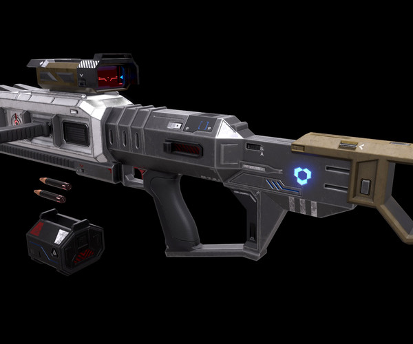 ArtStation - Sci-fi Heavy Machine Gun (Scope, Magazine, Bullets, Triger ...