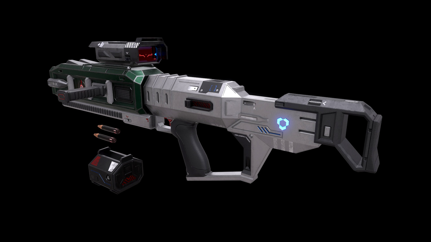 ArtStation - Sci-fi Heavy Machine Gun (Scope, Magazine, Bullets, Triger ...