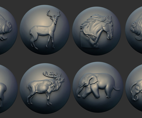 ArtStation - 17 Animal/Nature Bas-Relief Alphas | Brushes