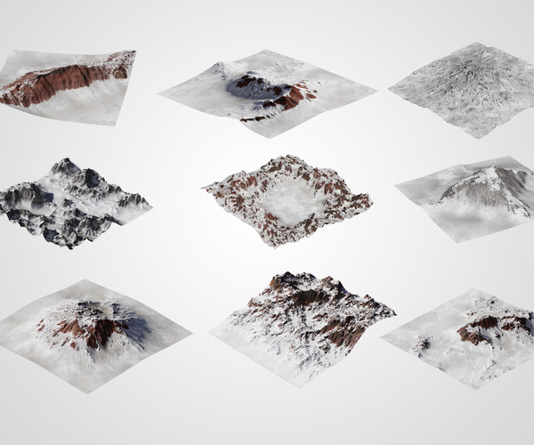 ArtStation - 10 Realistic 8K Alpine Snowy Mountains Displacement/Height ...