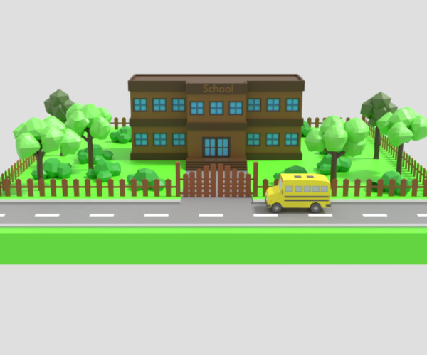 ArtStation - Low Poly Cartoon School Scene | Game Assets