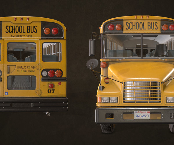 ArtStation - School Bus - Low Poly | Game Assets