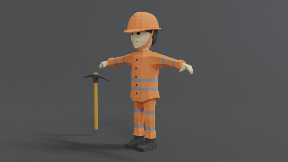 ArtStation - Low Poly Cartoon Street Worker | Game Assets