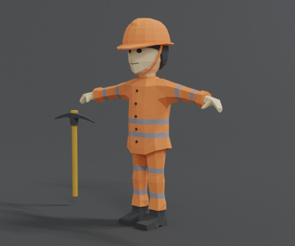 ArtStation - Low Poly Cartoon Street Worker | Game Assets