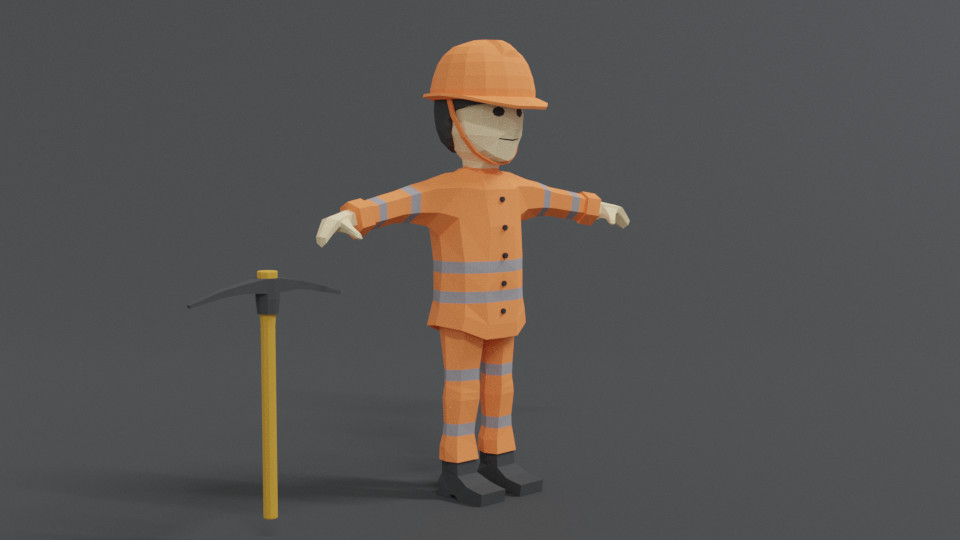 ArtStation - Low Poly Cartoon Street Worker | Game Assets