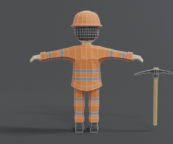 ArtStation - Low Poly Cartoon Street Worker | Game Assets