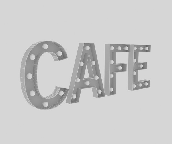 ArtStation - Cafe Sign With Bulb | Game Assets