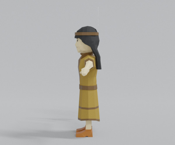 ArtStation - Low Poly Cartoon Native Indian Woman | Game Assets