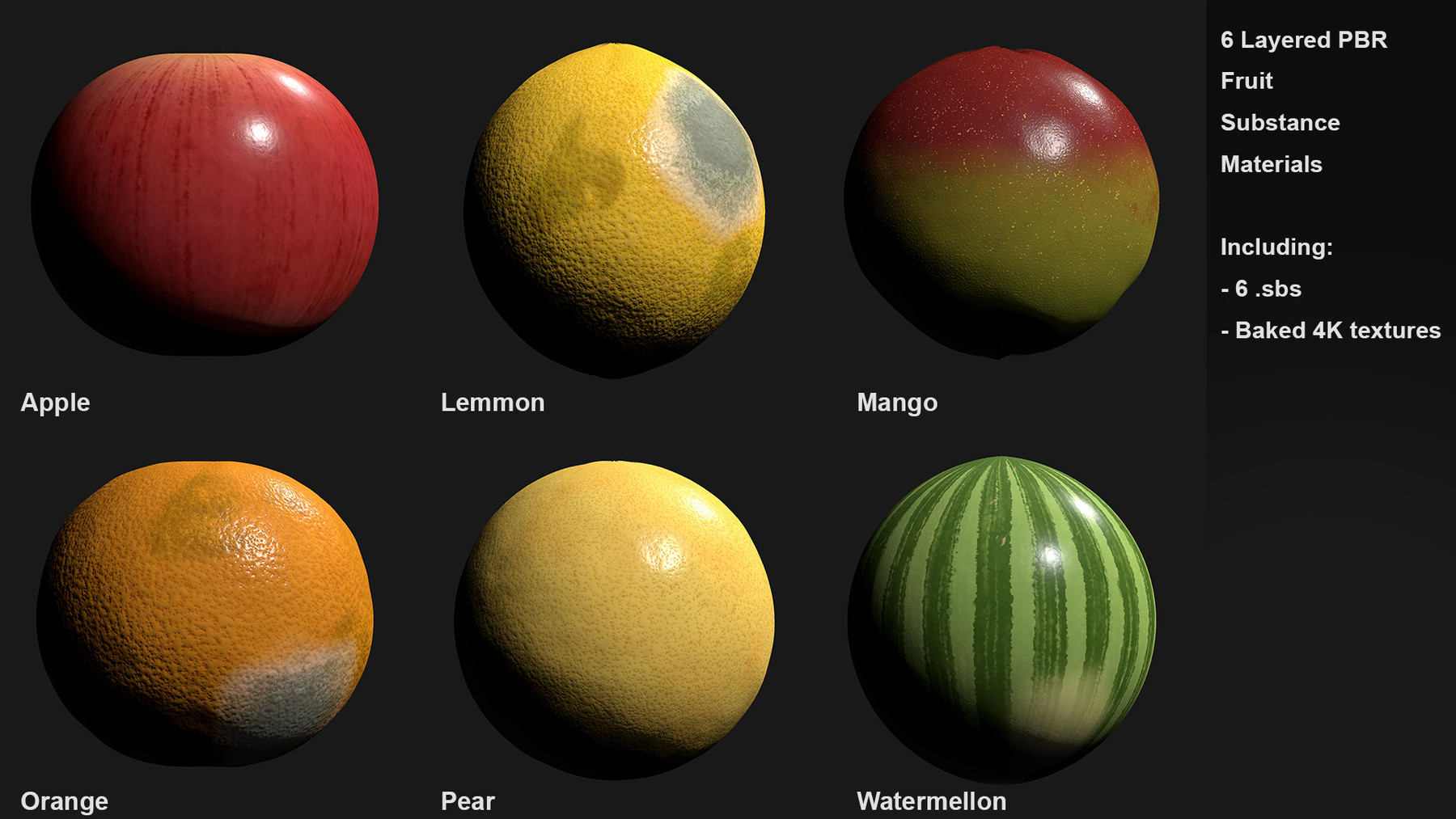 ArtStation - Fruit Set Costumizable materials | Resources