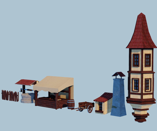 ArtStation - Environment Illustration with 3d - Fantasy Town | Tutorials