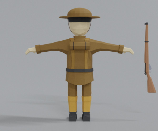 ArtStation - Low Poly Cartoon WWI British Soldier | Game Assets