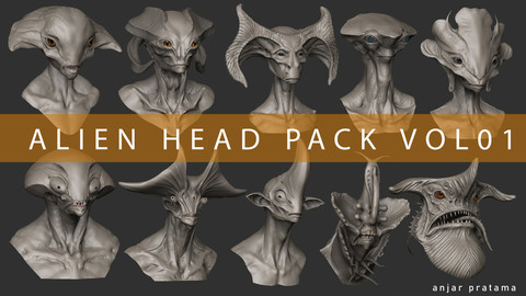 ArtStation - Alien Head Pack Vol 01 | Resources