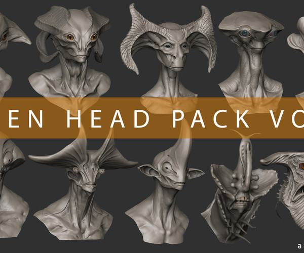 ArtStation - Alien Head Pack Vol 01 | Resources