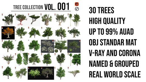 ArtStation - Tree Collection Vol 001 (30 Trees) | Resources