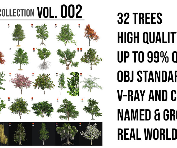 ArtStation - Tree Collection Vol 002 (32 Trees) | Resources