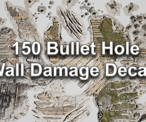 ArtStation - 150 Bullet Hole Wall Damage Decals (UE4 Marketplace Link ...