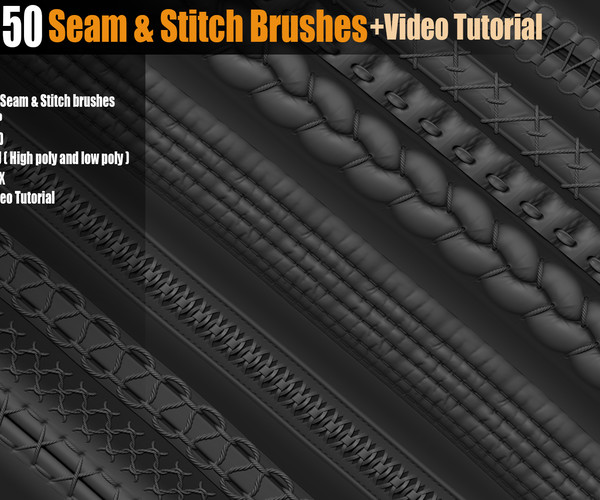 ArtStation - 50 Seam&Stitch Brushes_Vol 01+ Video Tutorial | Brushes