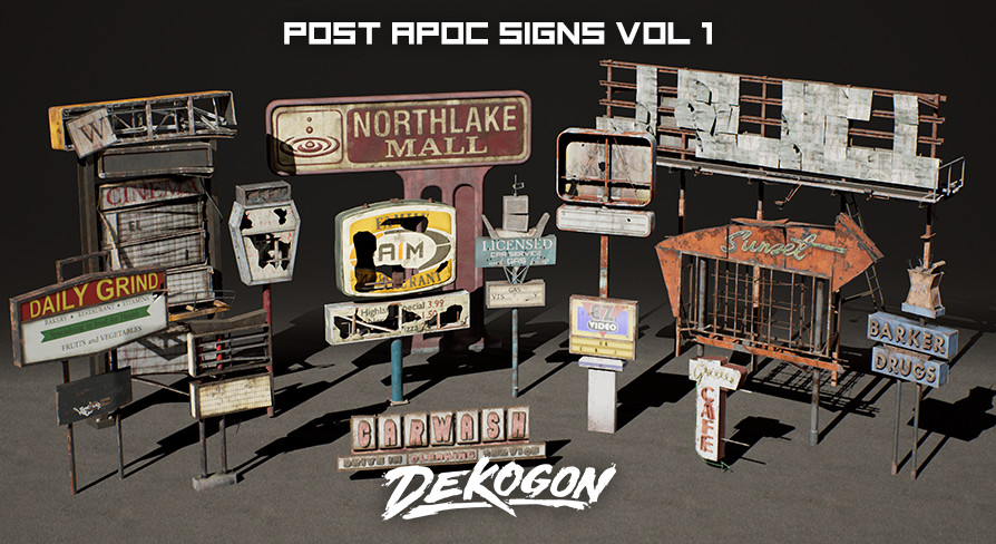 ArtStation - Post Apocalyptic Signs - VOL 1 | Game Assets