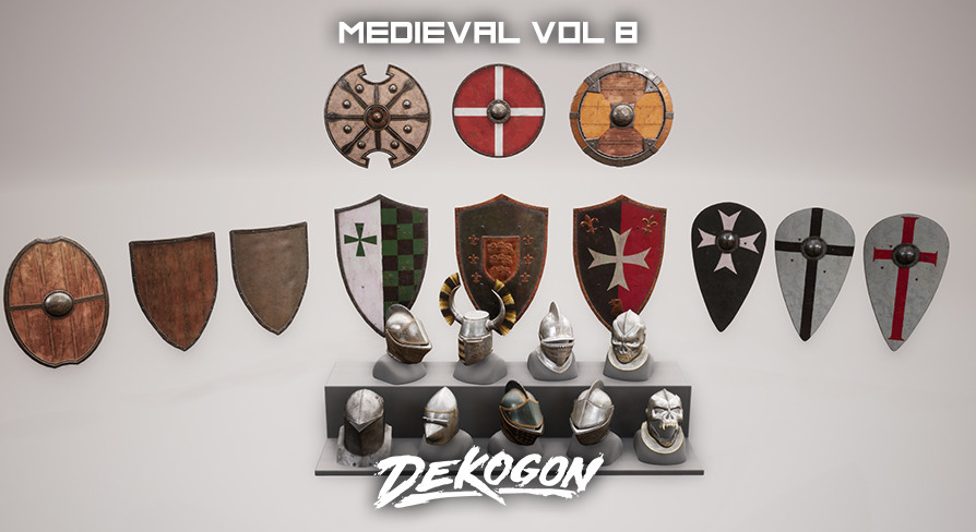 ArtStation - Medieval - VOL 8 - Shields and Helmets | Game Assets