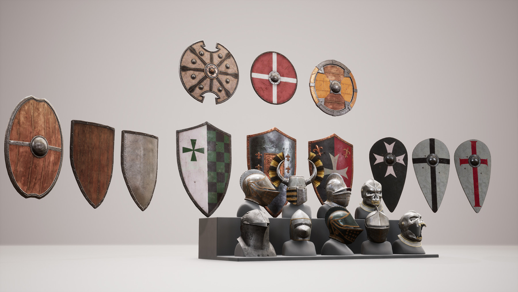 ArtStation - Medieval - VOL 8 - Shields and Helmets | Game Assets