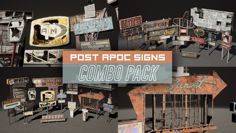 ArtStation - Post Apocalyptic Signs Props COMBO PACK (UE4) | Game Assets