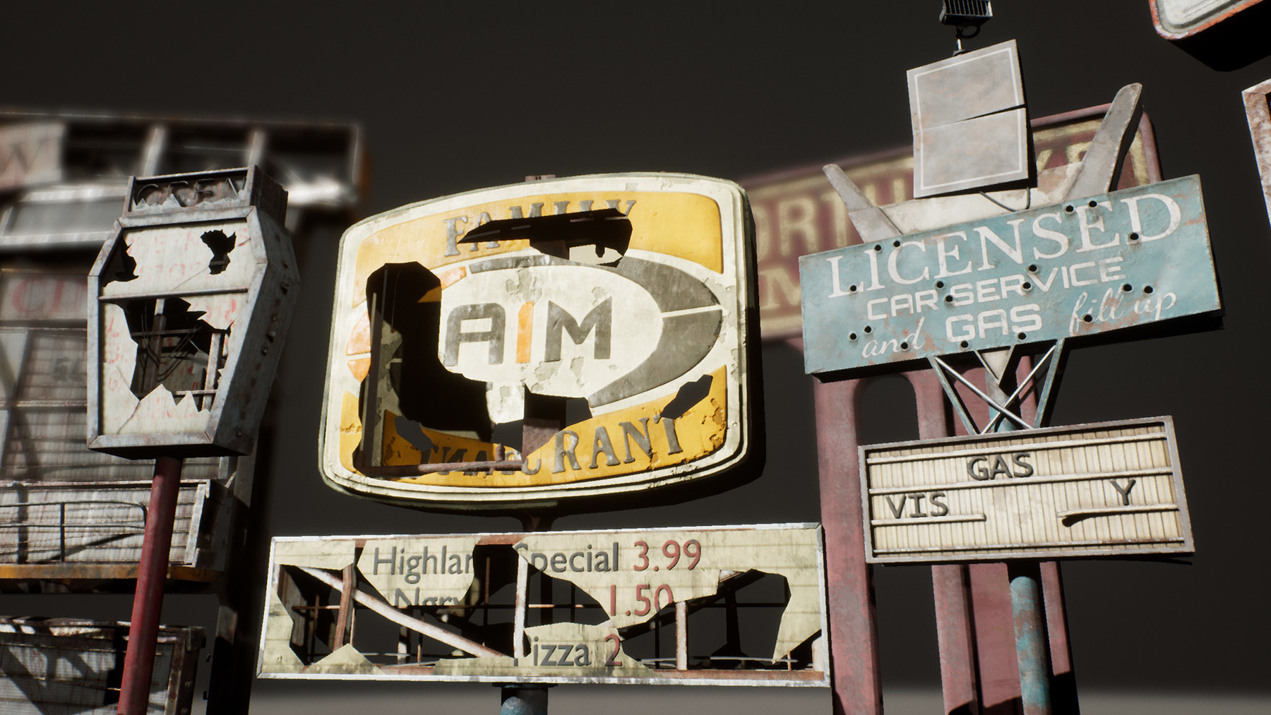 ArtStation - Post Apocalyptic Signs Props COMBO PACK (UE4) | Game Assets