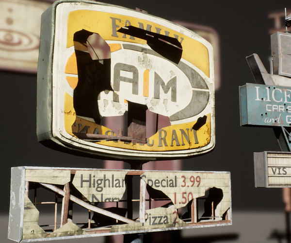ArtStation - Post Apocalyptic Signs Props COMBO PACK (UE4) | Game Assets