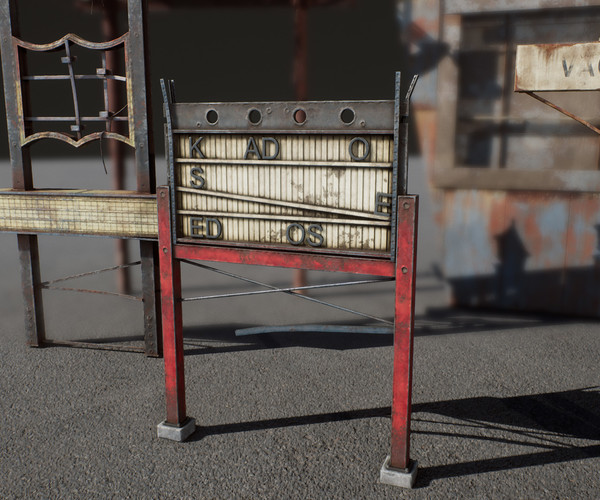 ArtStation - Post Apocalyptic Signs Props COMBO PACK (UE4) | Game Assets
