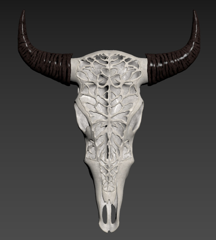ArtStation - Wall decor Bull Skull with bone carving | Resources
