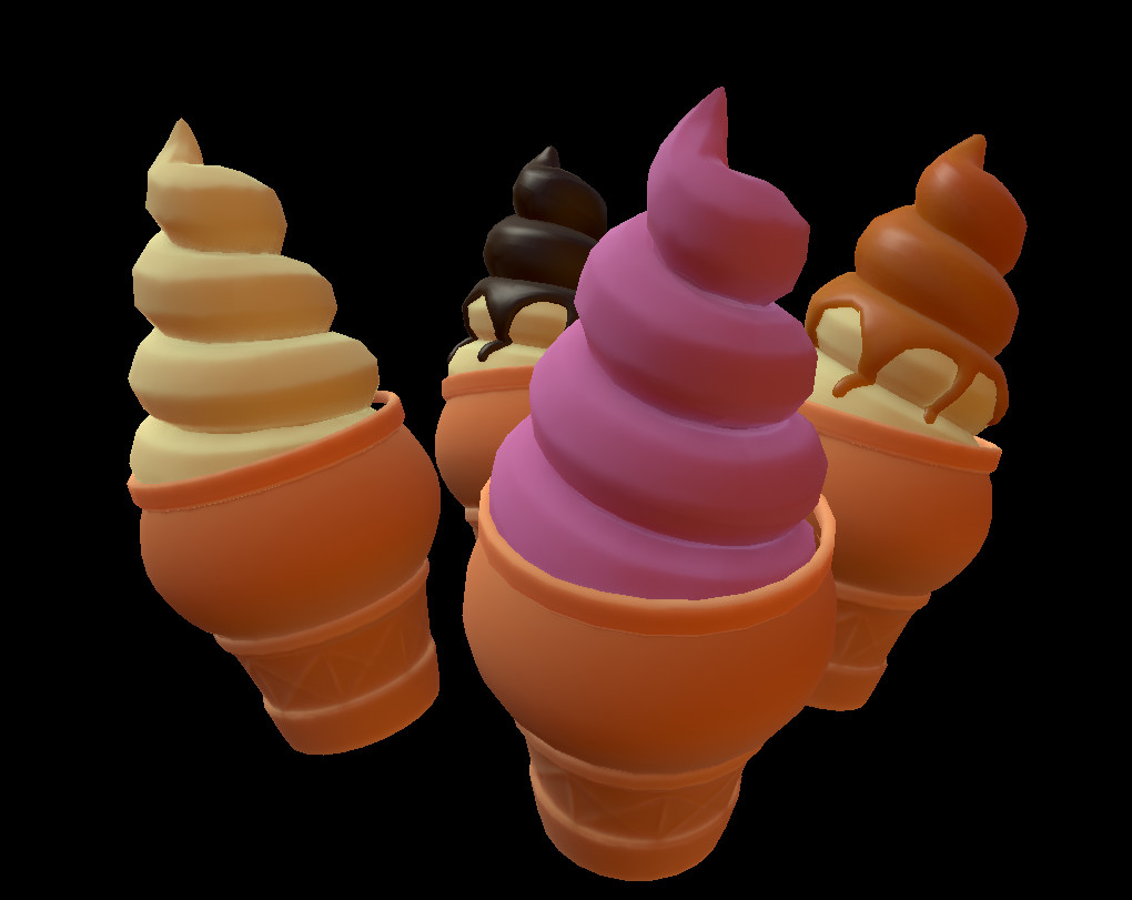 ArtStation - Stylized Ice cream cones, Multiple flavors. | Game Assets