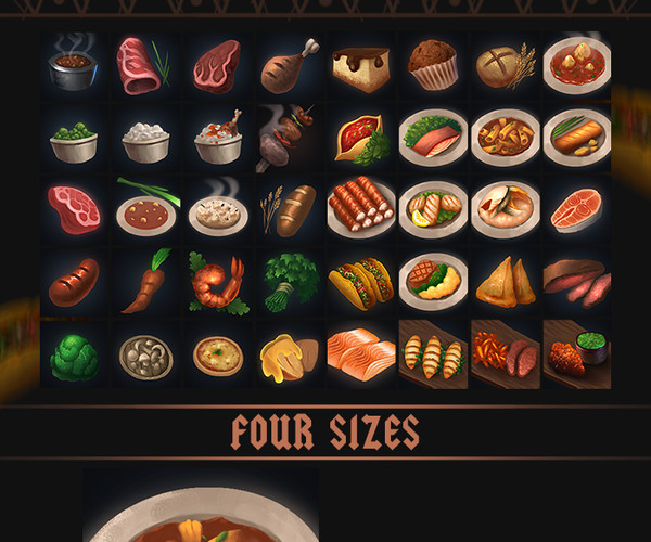 ArtStation - Hand Drawn Food Icons And Dishes | Game Assets