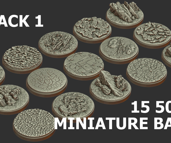 ArtStation - PACK 1 - 15 MINIATURE BASES 50mm 3D Print Ready - .OBJ ...