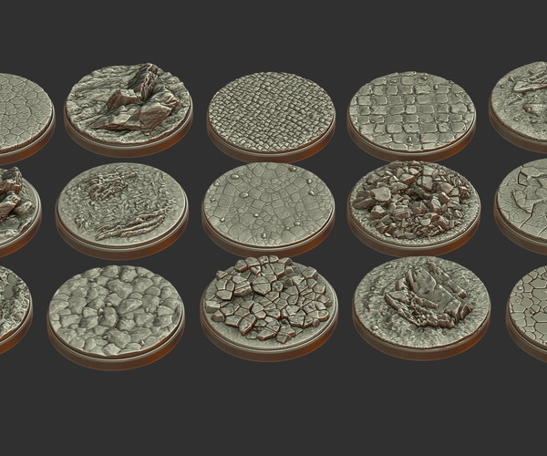 ArtStation - PACK 4 - 15 MINIATURE BASES 50mm 3D Print Ready - .OBJ ...