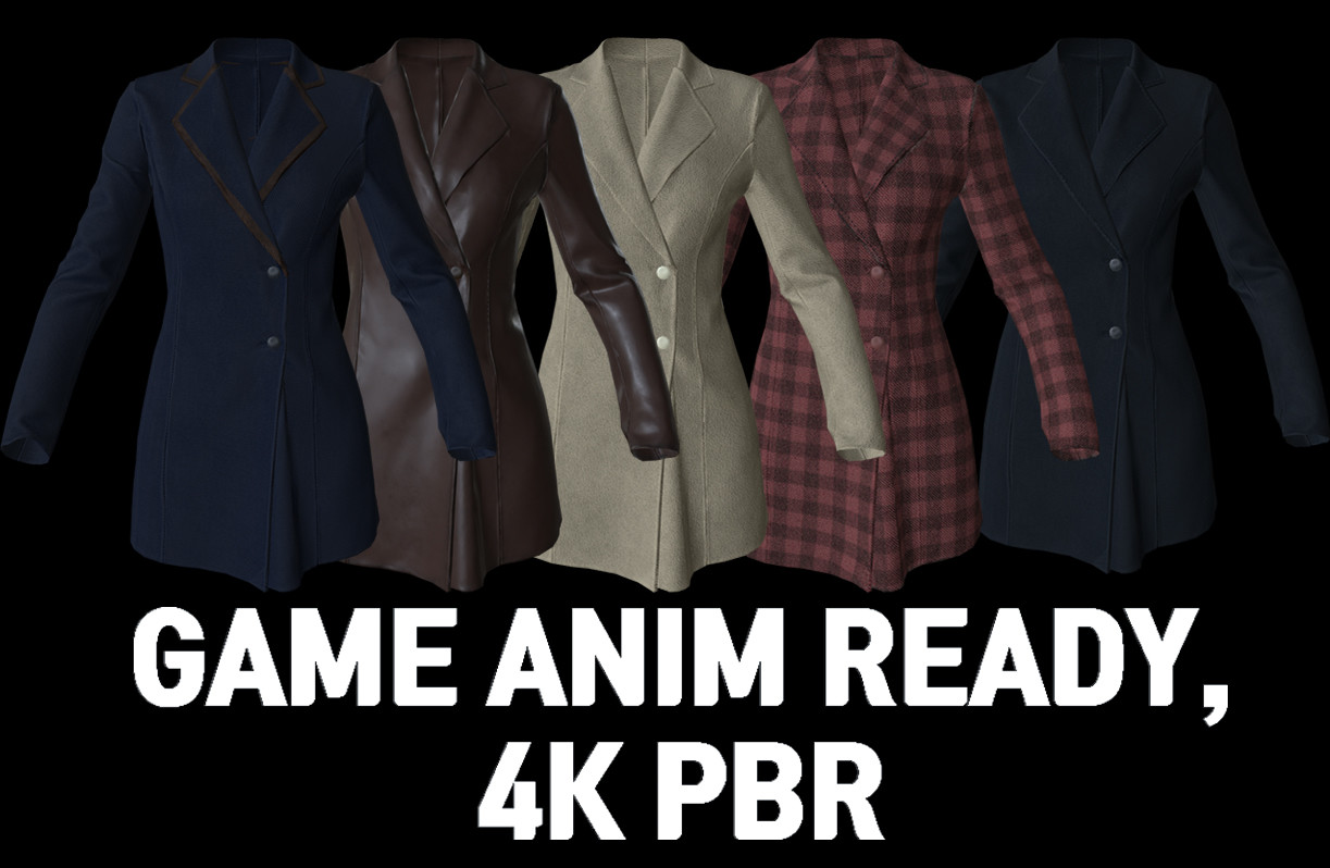 ArtStation - Female Coat cloth for Game, animation with low poly | Game ...