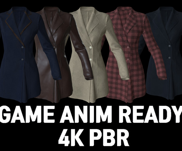ArtStation - Female Coat cloth for Game, animation with low poly | Game ...