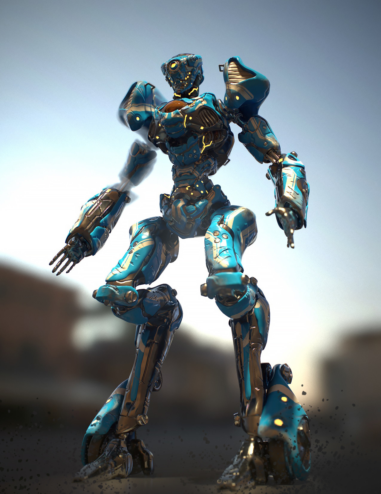 ArtStation - Blue Robot with Gun | Resources