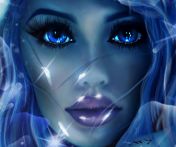 ArtStation - Beautiful girl with an icy look. | Artworks