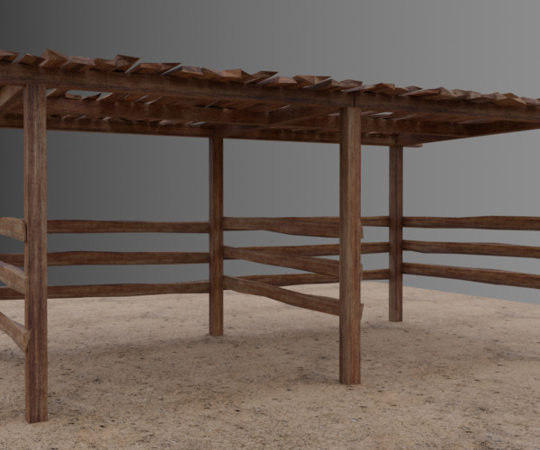 ArtStation - Small open Wooden shed Low-poly 3D model | Game Assets