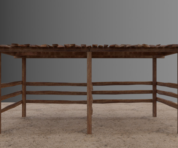 ArtStation - Small open Wooden shed Low-poly 3D model | Game Assets