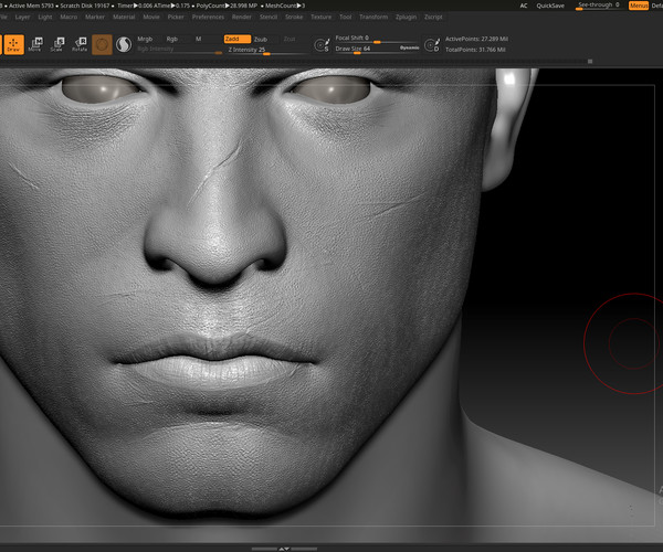 ArtStation - Zbrush Skin / pores alpha with base mesh | Brushes